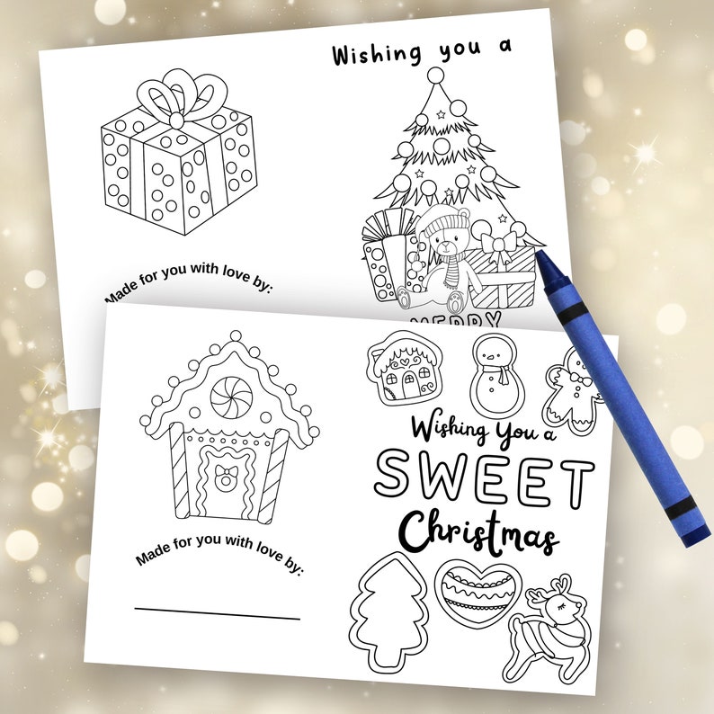 Christmas Coloring Cards 10 Printable Holiday Cards for Kids Winter ...