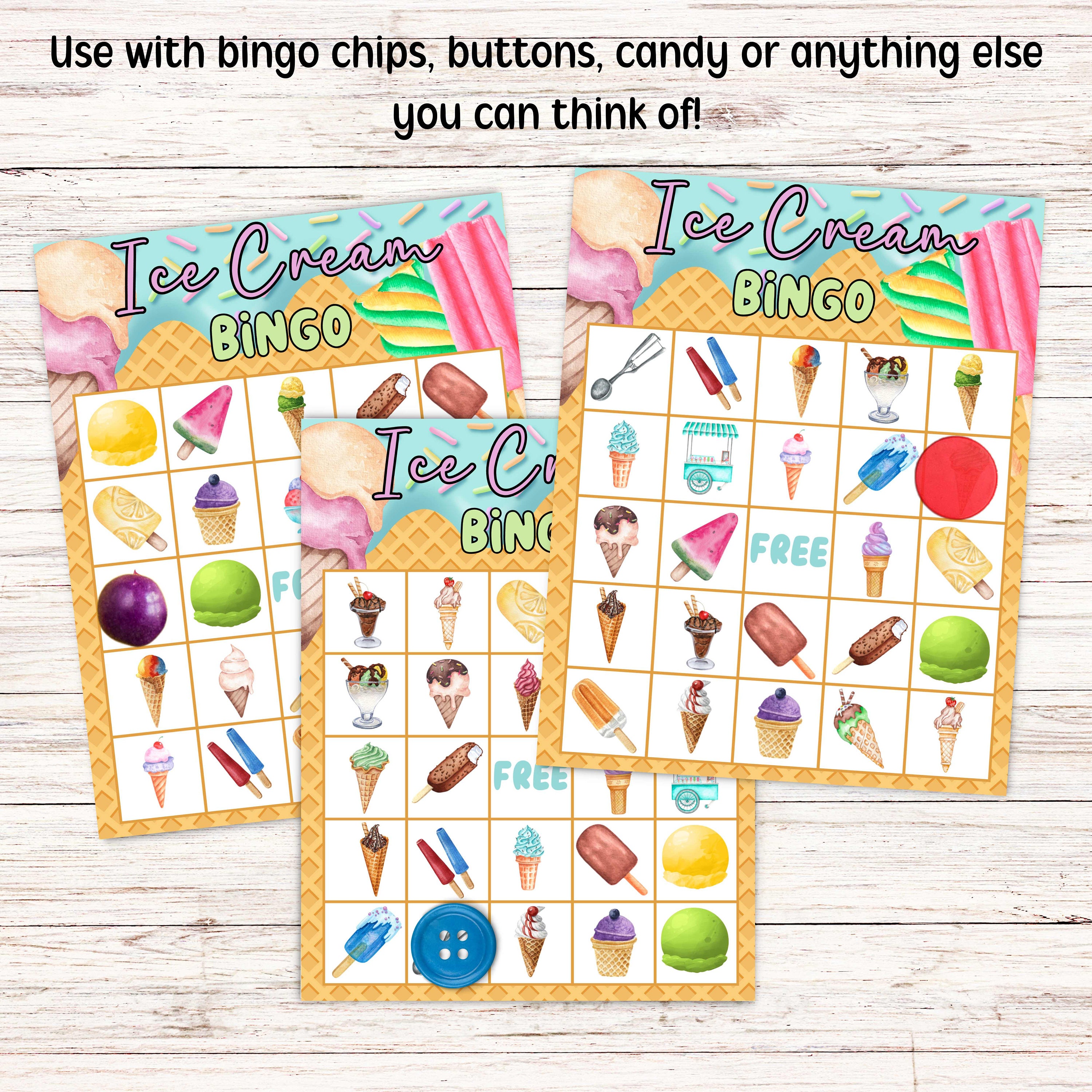 Ice Cream Bingo - 30 Printable Cards for Kids - Classroom or Birthday ...