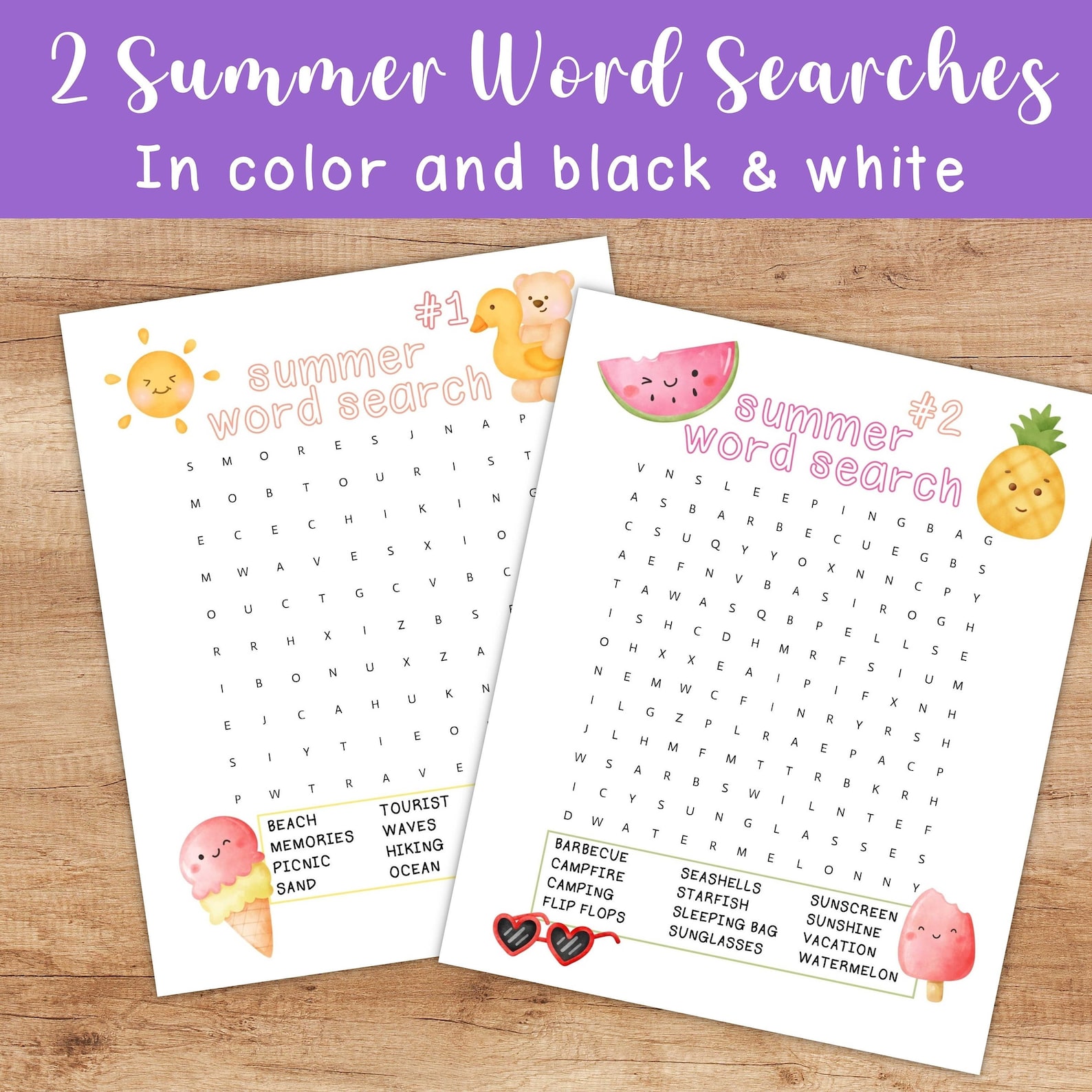 Summer Word Search Printable - Fun Boredom Buster Travel Activities - Etsy