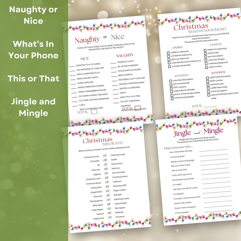 24 Printable Christmas Games for Families Holiday Game Bundle for Kids ...