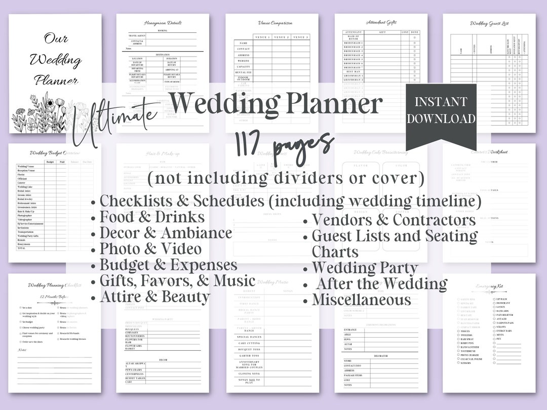 Ultimate Wedding Planner - Printable Wedding Planning Binder With ...