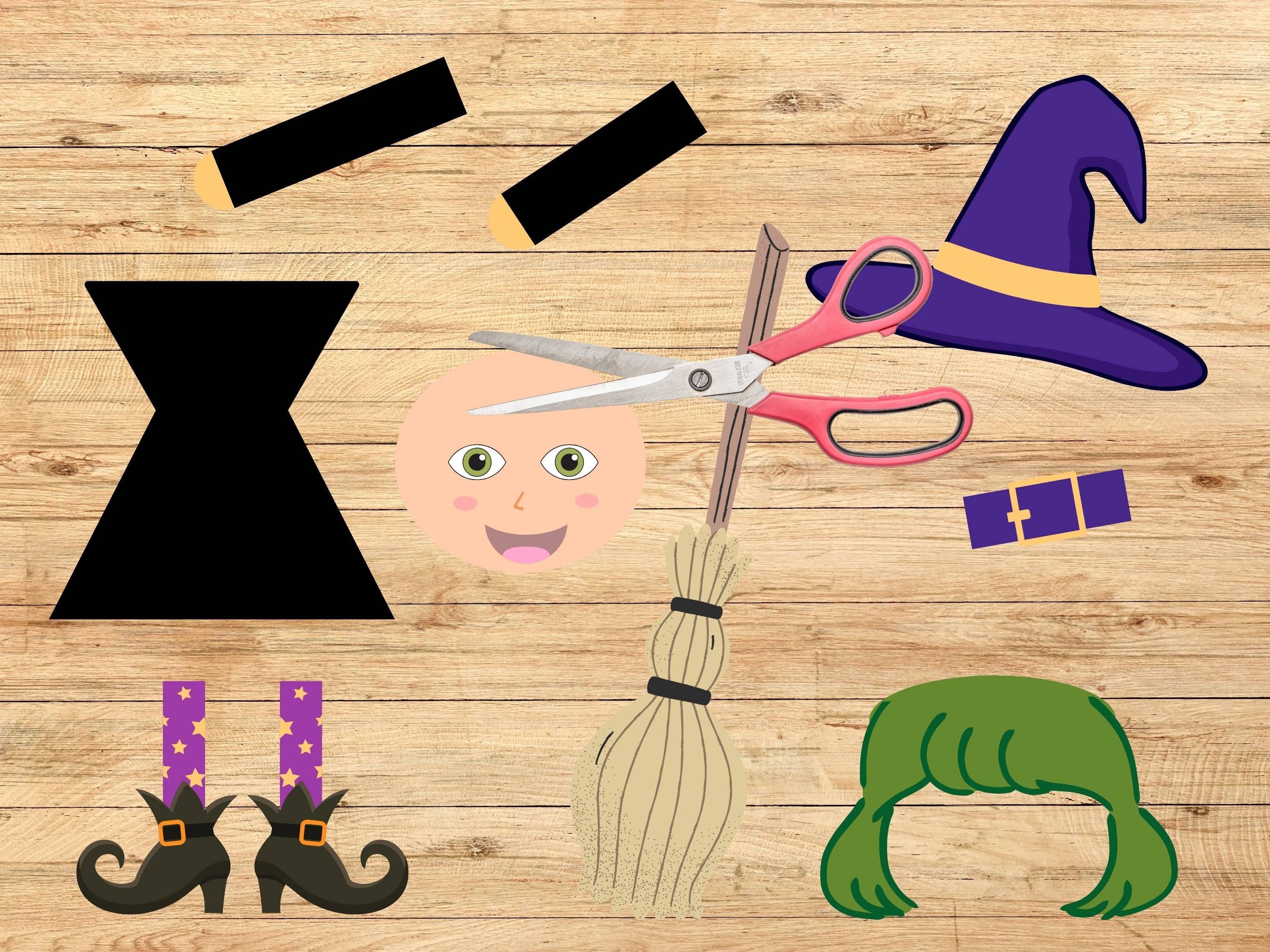 Halloween Craft for Kids Printable Witch Cut and Paste Activity for ...