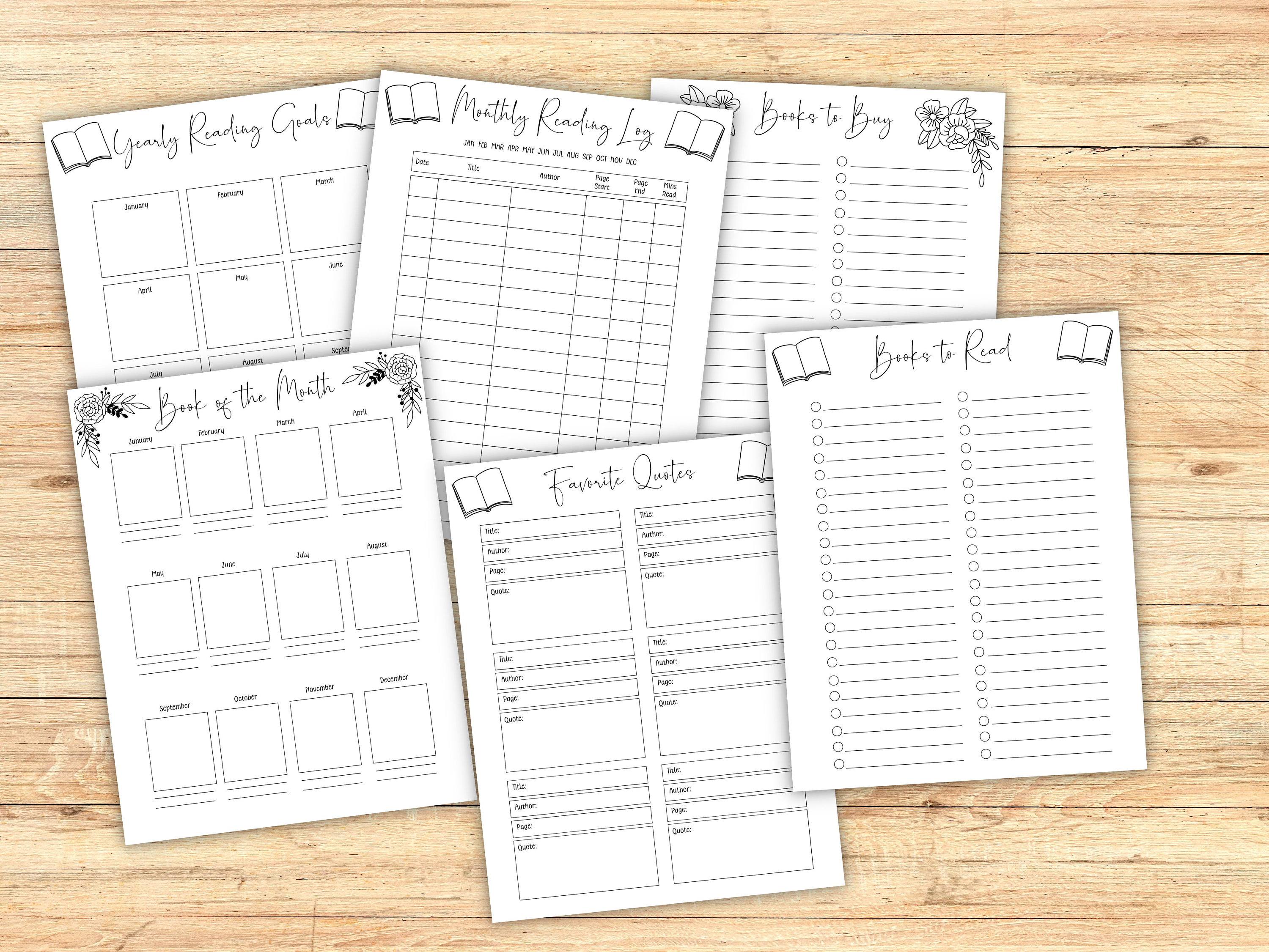 Reading Journal Book Tracker Reading Log Bookshelf Planner Insert ...