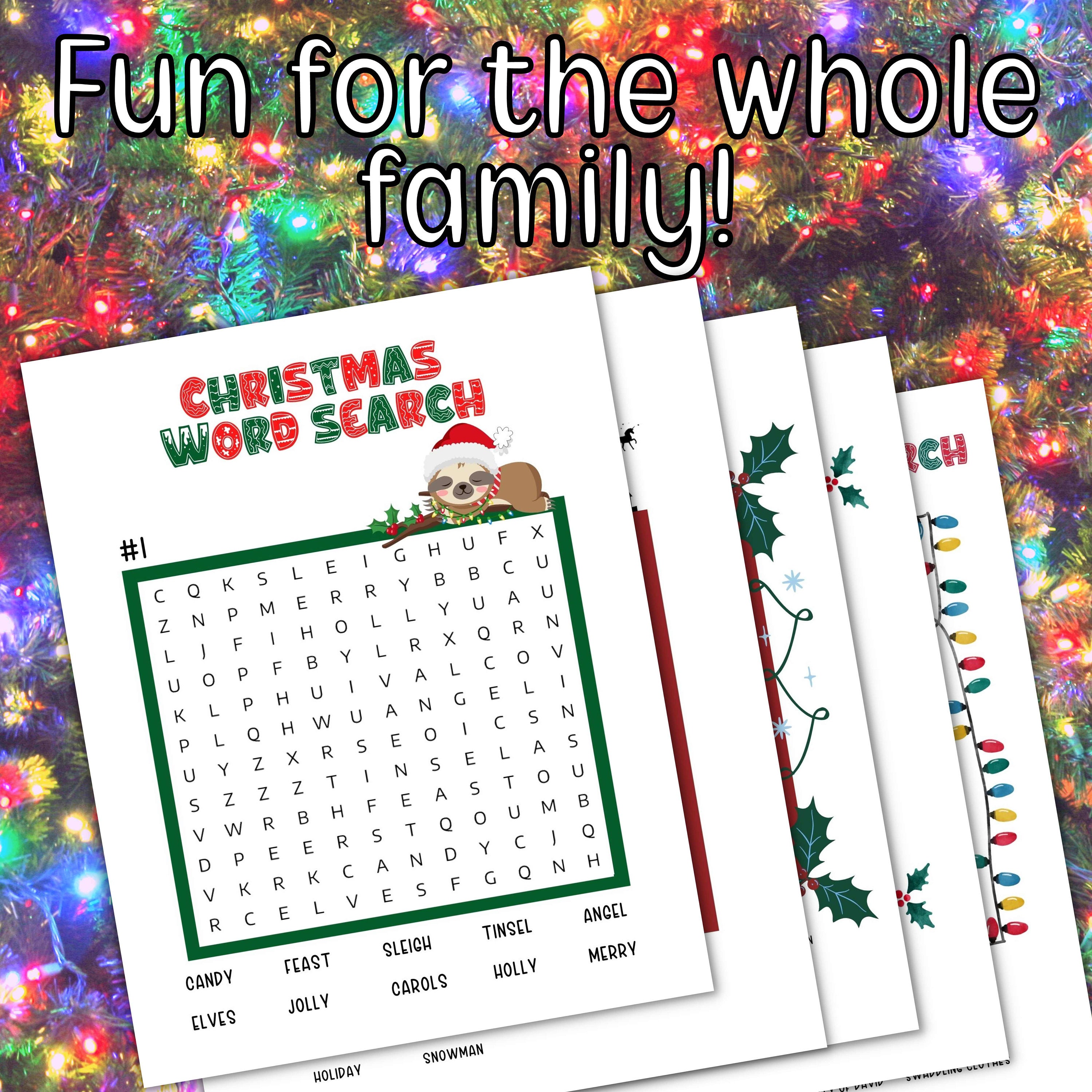 Christmas Word Search Bundle Printable Fun Holiday Party Games for Kids ...