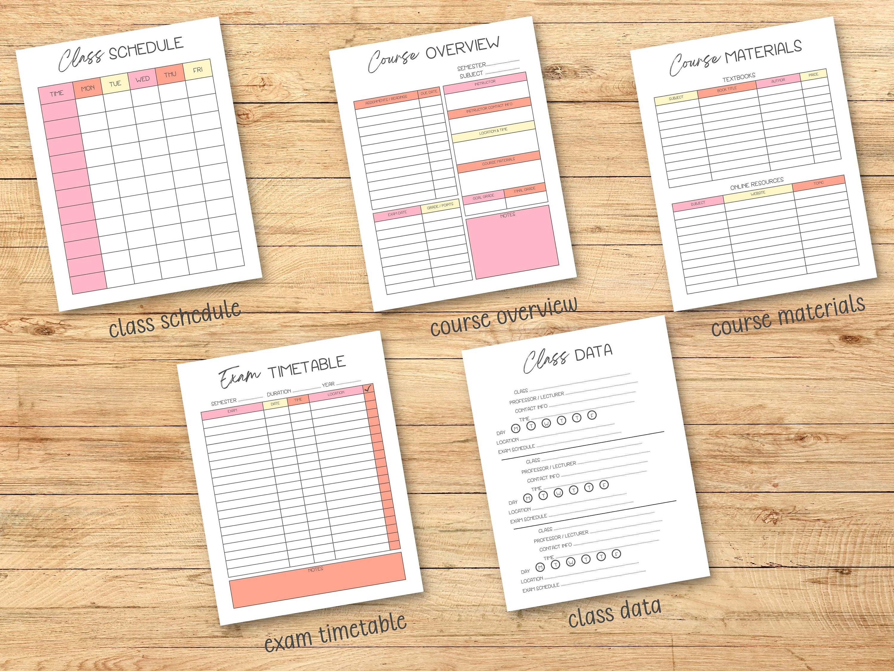 Printable Student Academic Planner Grade Tracker Assignment Exam Prep ...