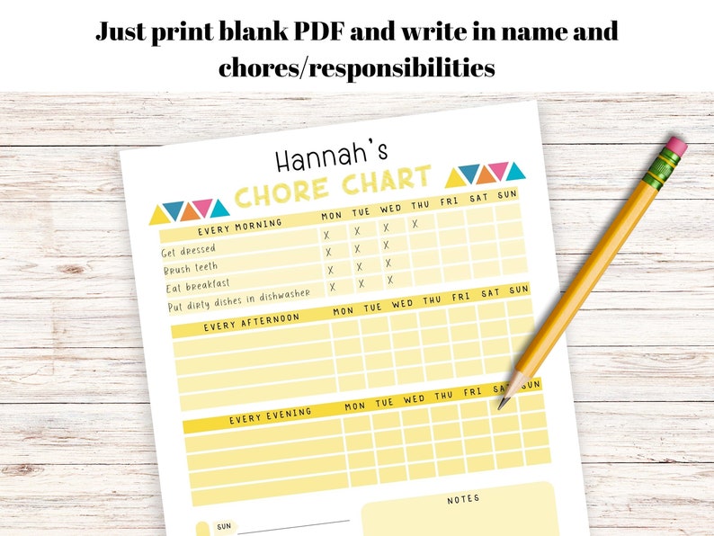 Chore Chart for Kids Editable Multiple Kids Responsibility - Etsy