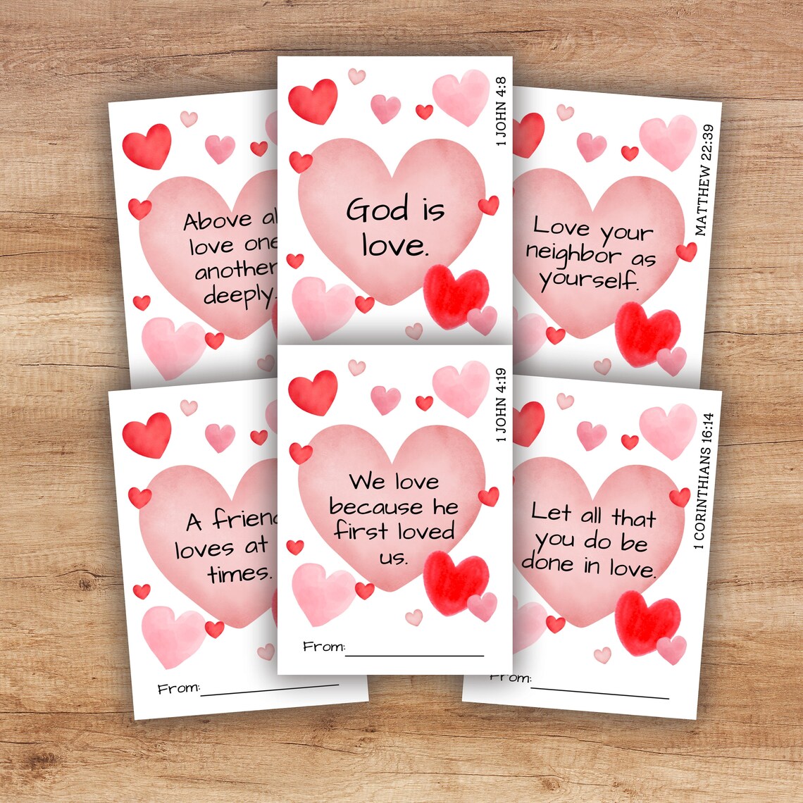 Sunday School Valentines - Bible Verse Valentine Cards - Printable Love ...