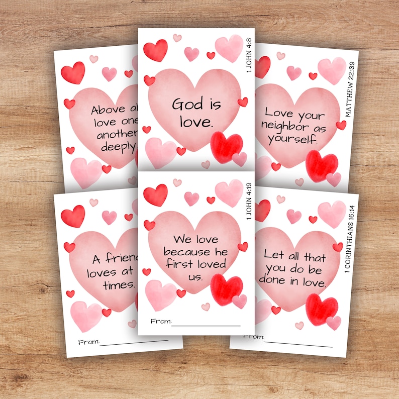 Sunday School Valentines - Bible Verse Valentine Cards - Printable Love ...