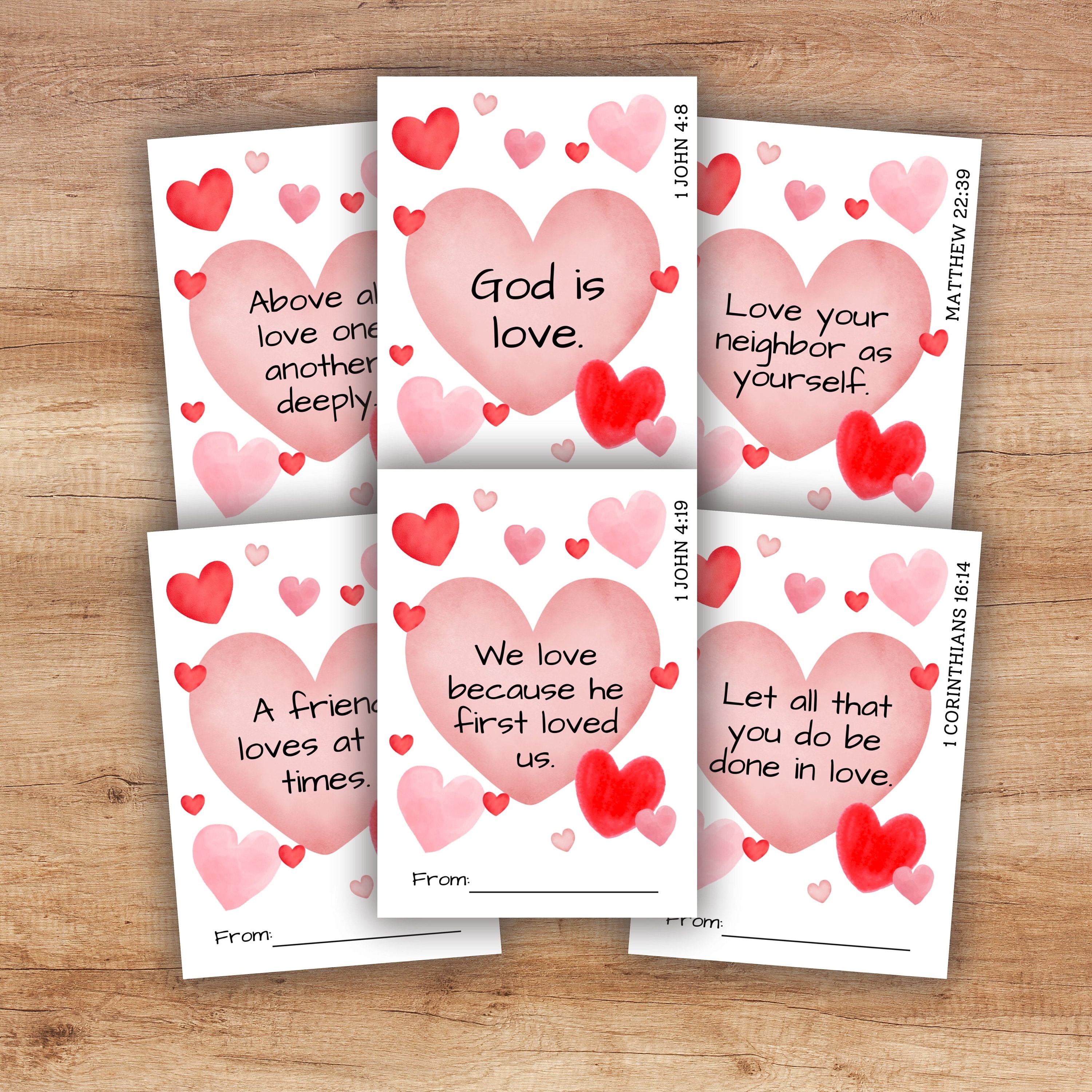Sunday School Valentines - Bible Verse Valentine Cards - Printable Love ...