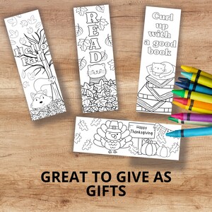 Printable Fall Coloring Bookmarks for Kids - Set of 4 Thanksgiving ...