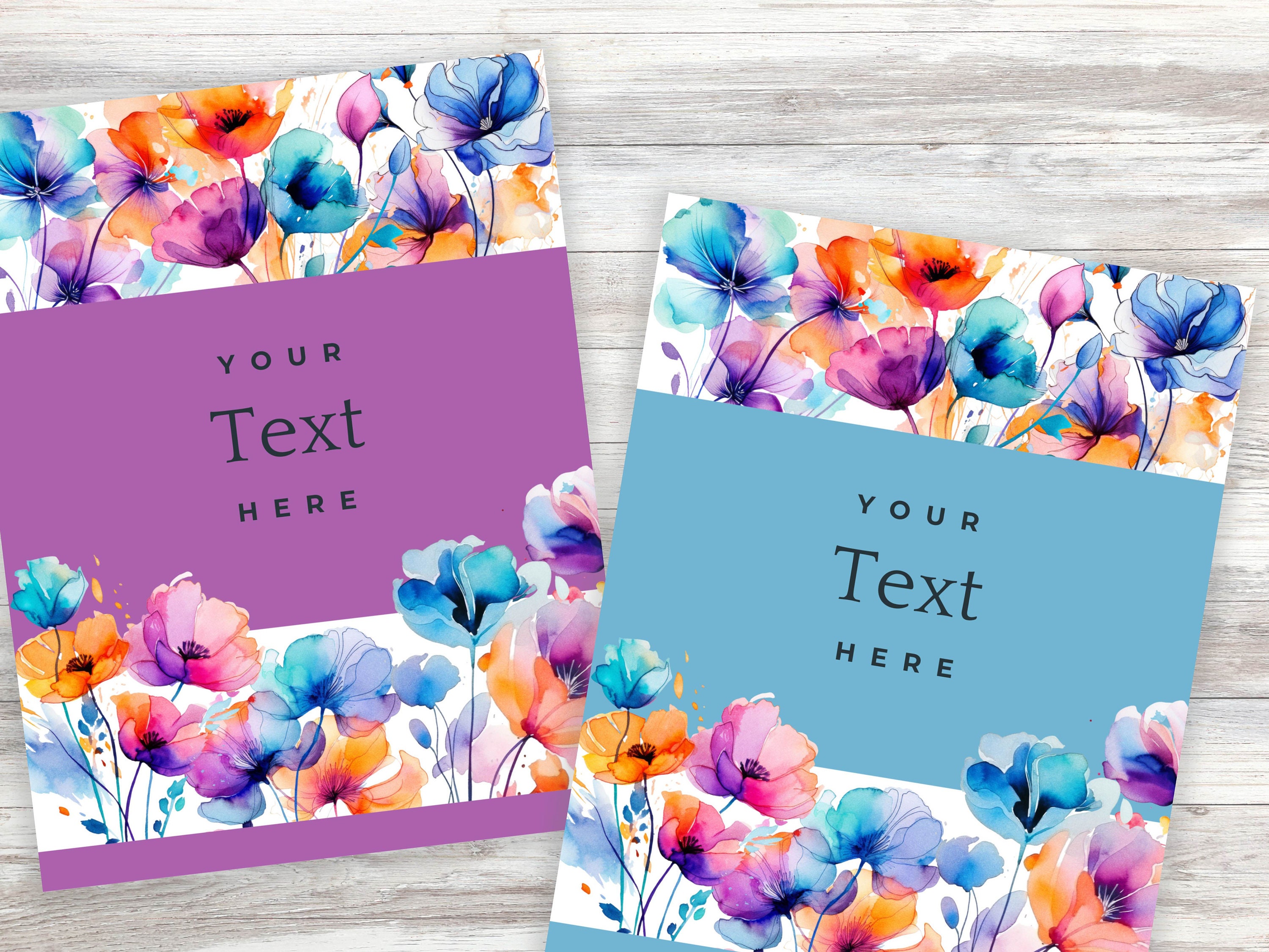 Binder Cover Printable Set of 8 Editable Bright Watercolor Floral ...