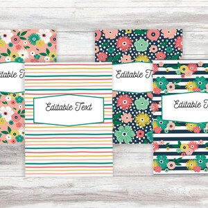 Binder Cover Printable - Set of 12 Editable Boho Floral Covers and ...