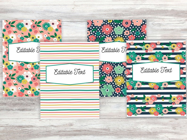 Binder Cover Printable - Set of 12 Editable Boho Floral Covers and ...