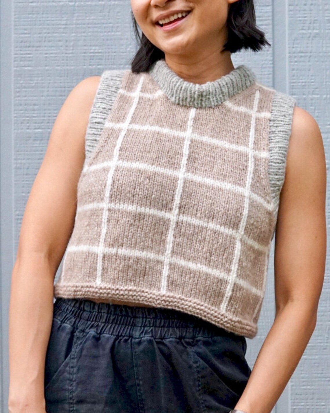 Windowpane Vest Knitting Pattern Digital Download Cropped | Etsy