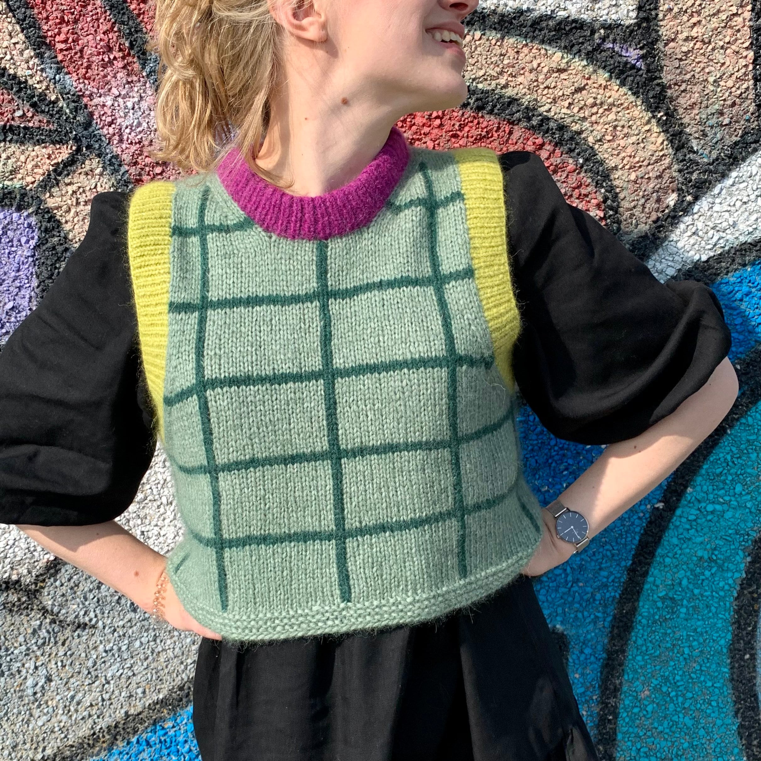 Windowpane Vest Knitting Pattern Digital Download Cropped | Etsy