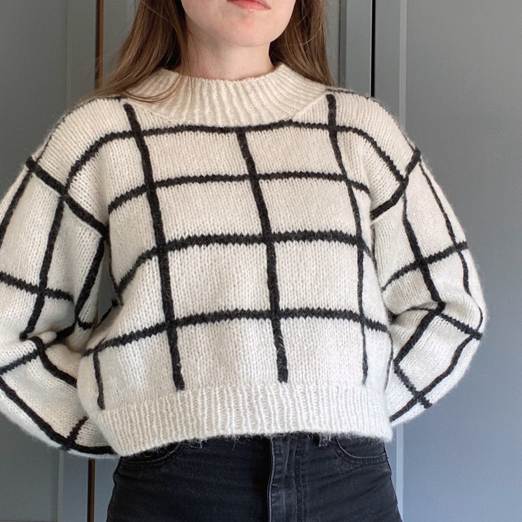 Windowpane Sweater Knitting Pattern Digital Download - Etsy