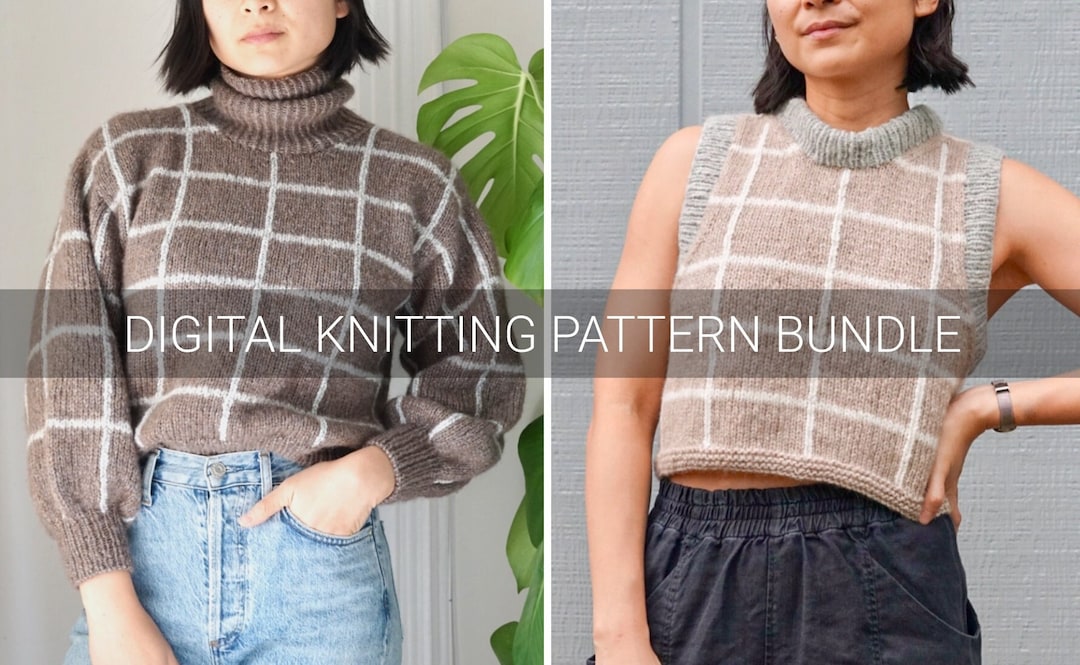 Windowpane Vest + Sweater Knitting Pattern Bundle | Digital Download ...