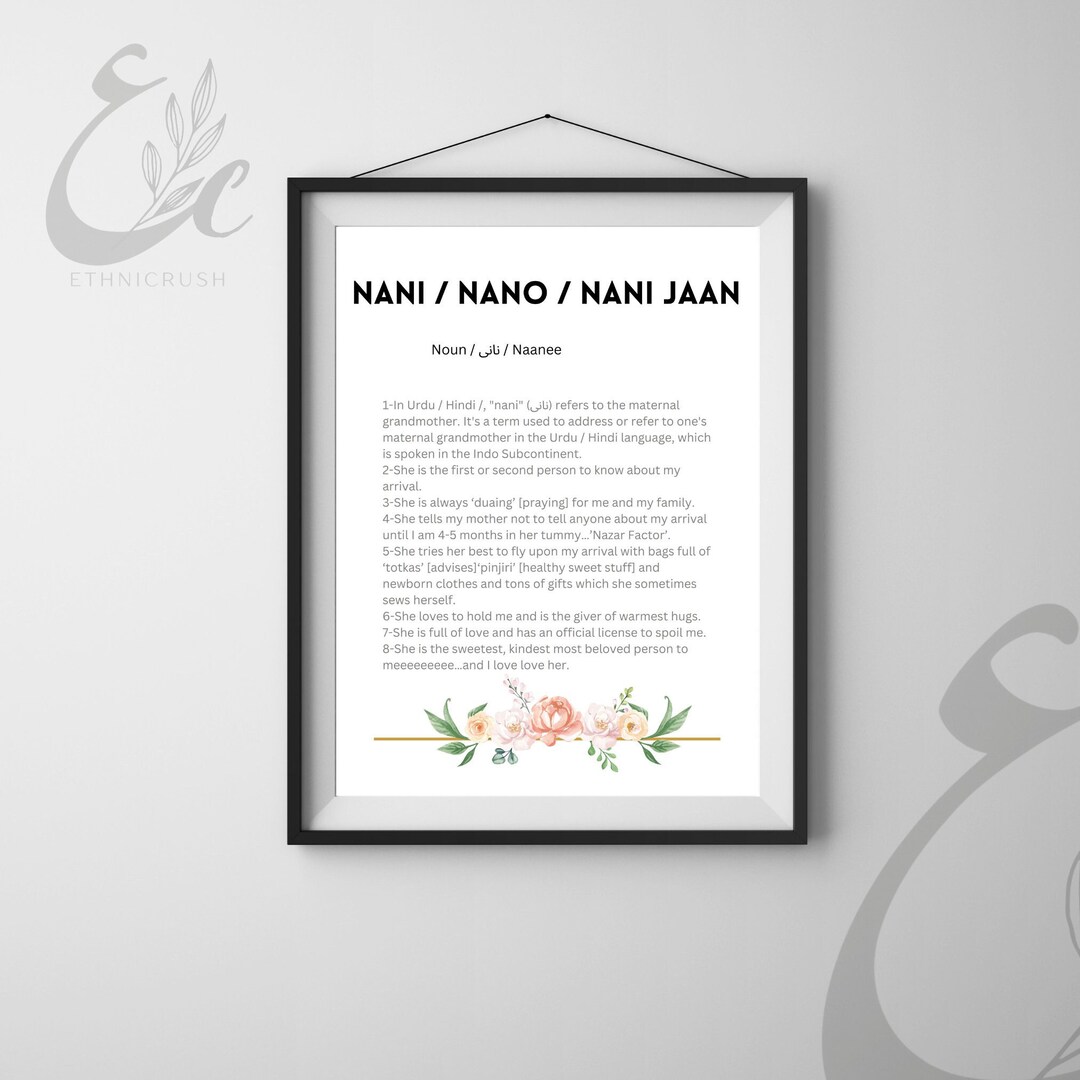 Nani Nano Grandma Poster Satin Archival Matte Posters Nani Birthday ...