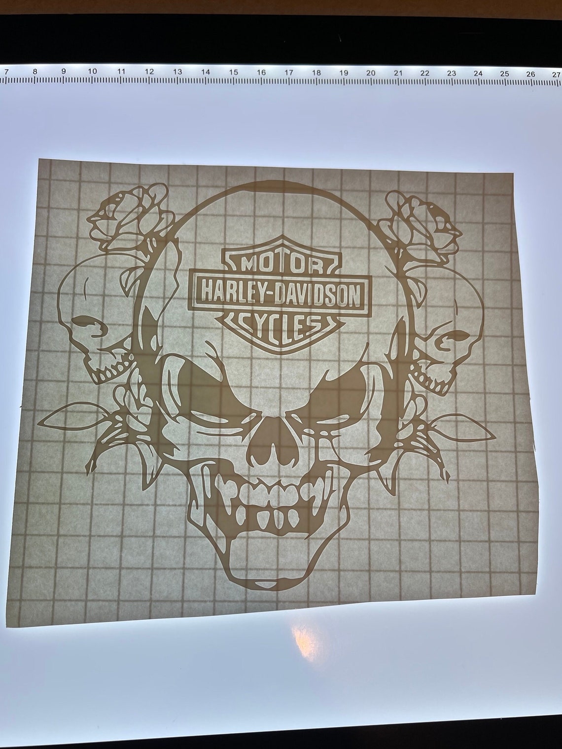 Harley Davidson Skulls And Roses Vinyl Decal Etsy