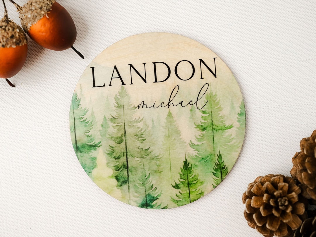 Forest Baby Name Sign, Hospital Name Announcement, Wood Sign Birth ...