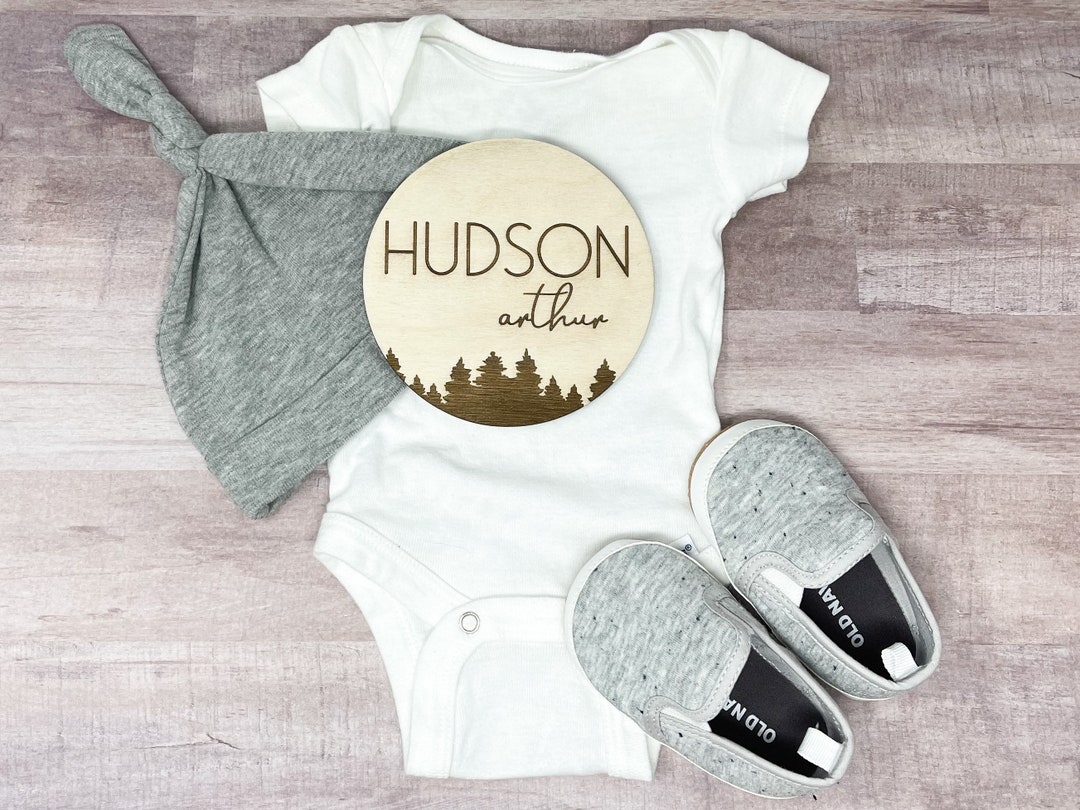 Forest Baby Name Sign Announcement, Wood Sign Birth Reveal, Baby Name ...