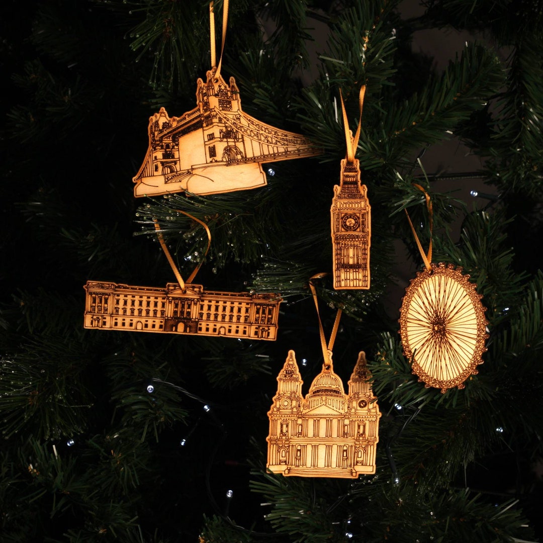 Wooden London Christmas Decorations - Etsy