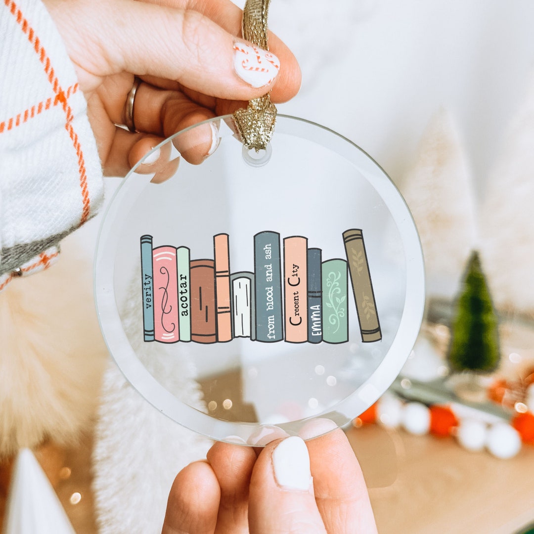 Custom Bookshelf Ornament, Custom Books Ornament, Book Ornament ...