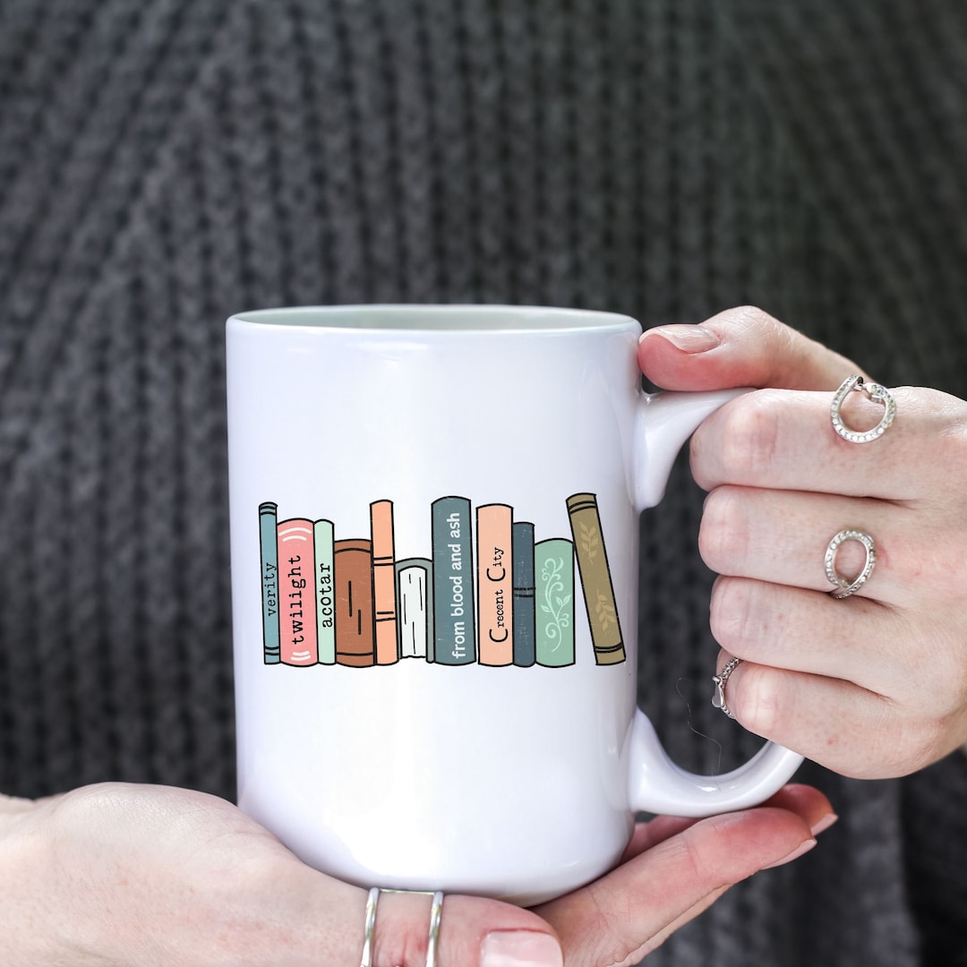 Custom Book Shelf Mug, Stacked Books, Book Lovers Mug, Personalized ...