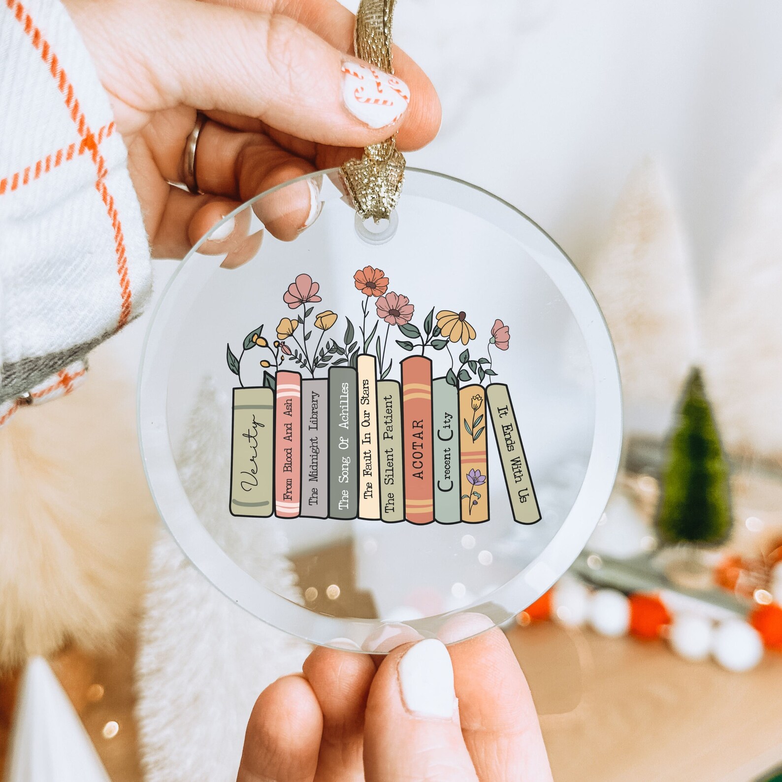 Custom Bookshelf Ornament, Custom Books Ornament, Book Ornament ...