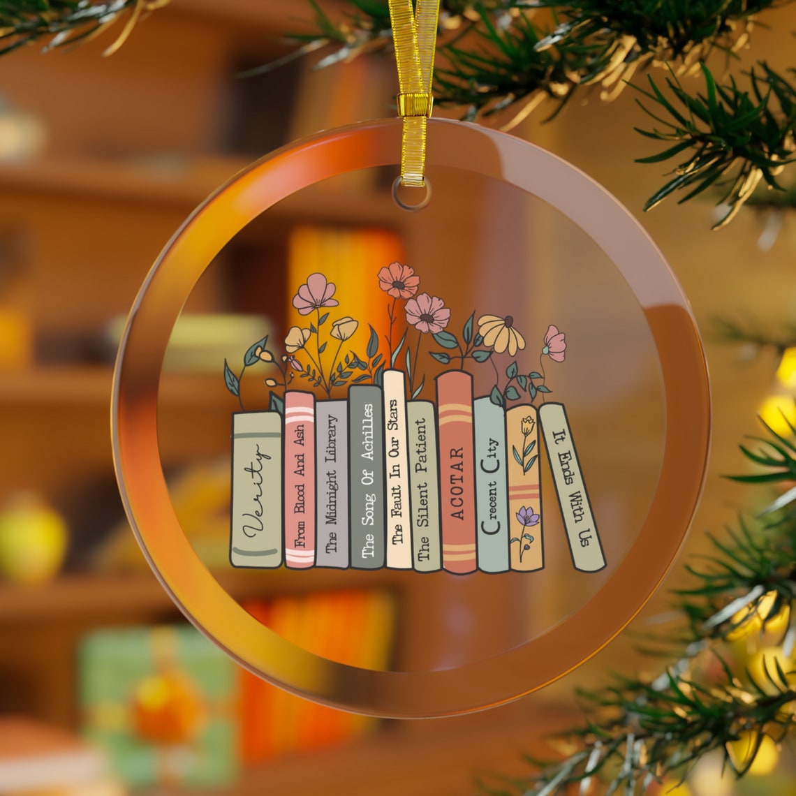 Custom Bookshelf Ornament, Custom Books Ornament, Book Ornament ...