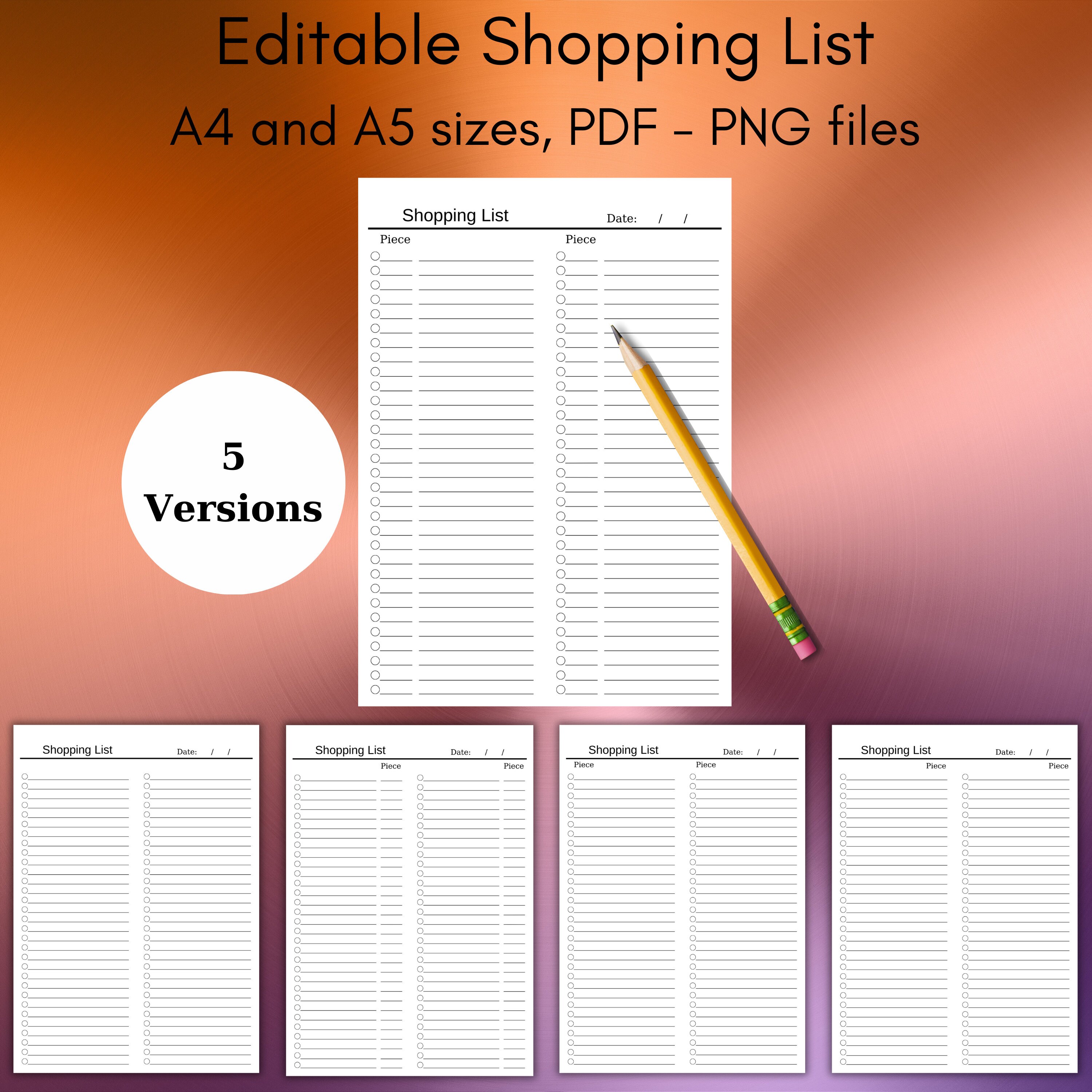 Grocery List , Printable Shopping List, Printable Grocery Template ...