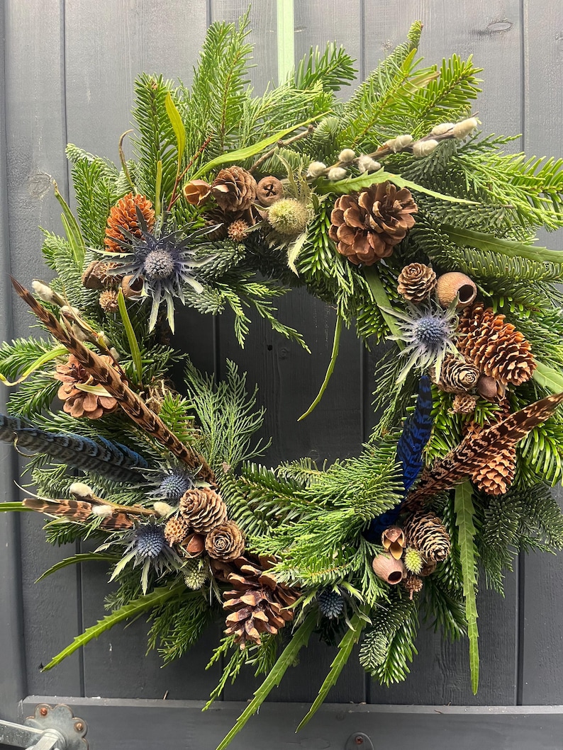 The Scottish Fesh Foliage Christmas Door Wreath 40cm - Etsy