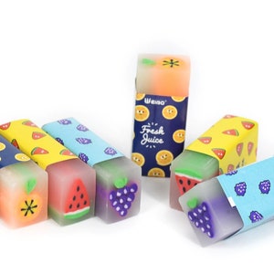 Kawaii Fruits Erasers | Watermelon, Orange, Grape Erasers - Etsy