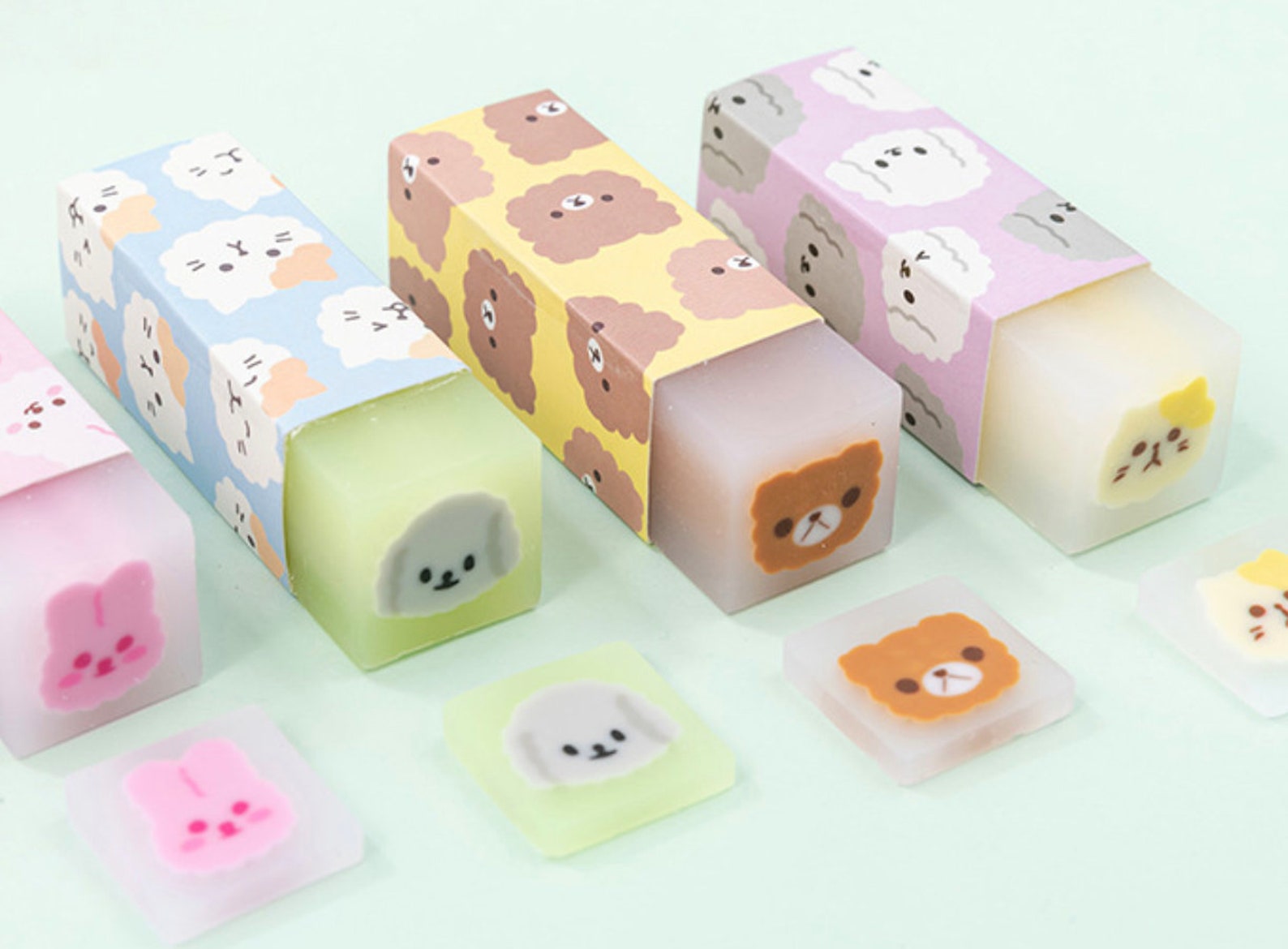 Kawaii Animal Erasers Rabbit Bear Cat and Dog Erasers - Etsy