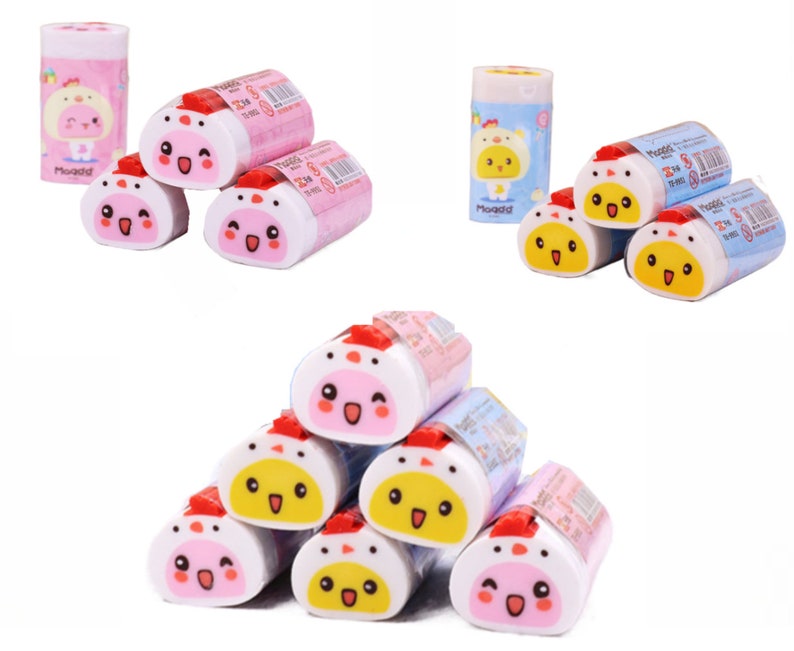 Kawaii Chicken Erasers - Etsy