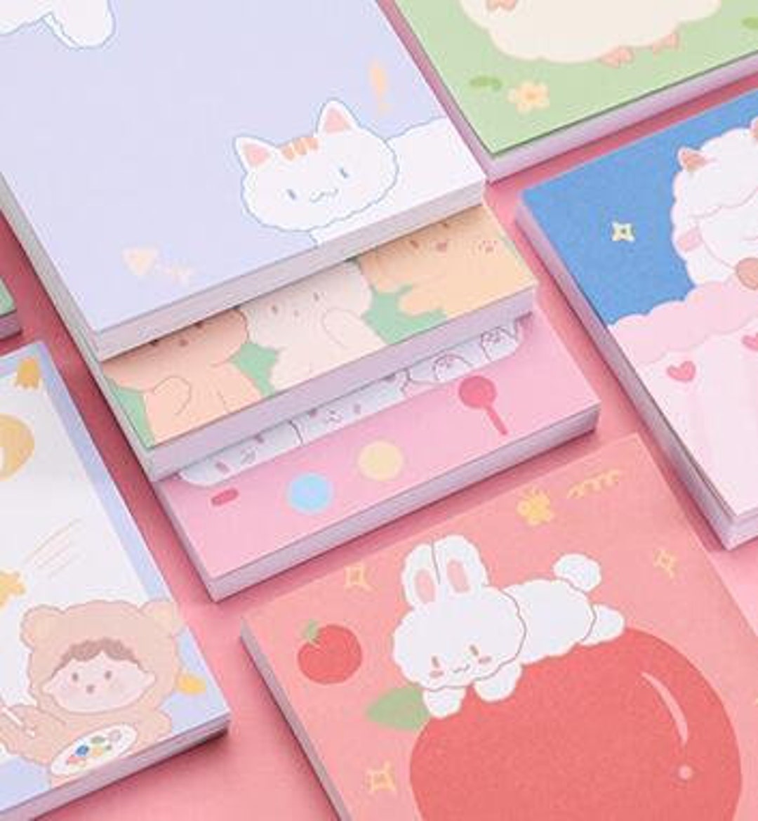 Lovely Animals Memo Pads | Sticky Notes | 80 Sheets Kawaii Mini Note ...