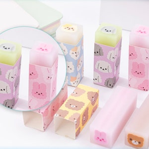 Kawaii Animal Erasers | Rabbit, Bear, Cat, and Dog Erasers - Etsy