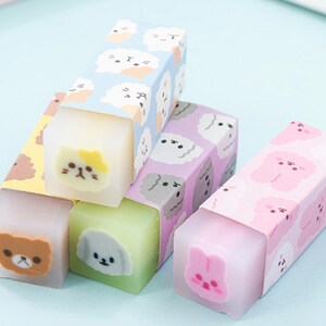 Kawaii Animal Erasers | Rabbit, Bear, Cat, and Dog Erasers - Etsy