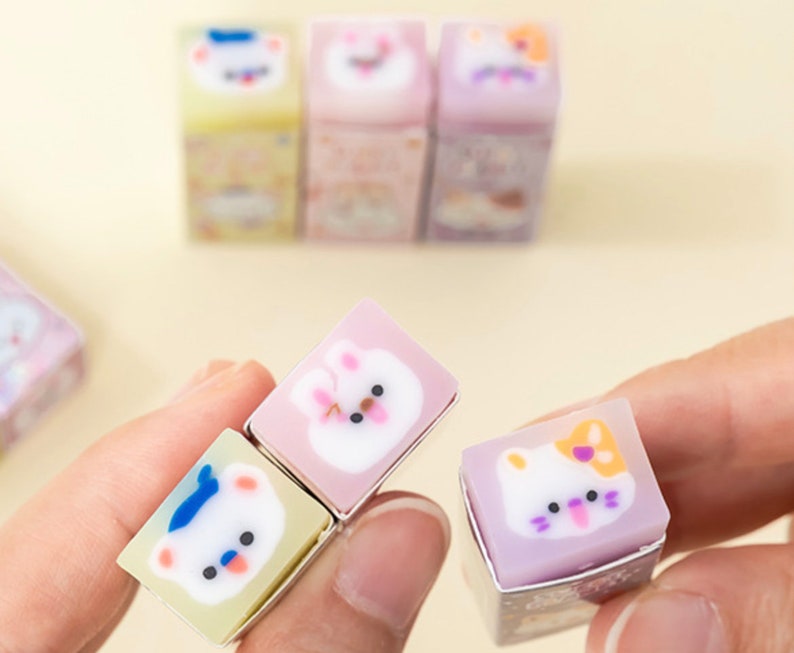 Kawaii Animal Erasers Rabbit Cat Bear Erasers | Etsy