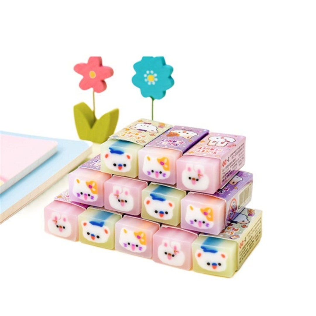 Kawaii Animal Erasers | Rabbit, Cat, Bear Erasers - Etsy