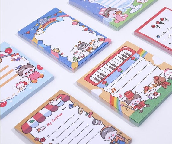 50 Sheets Kawaii Mini Note Pad Kawaii Girl and Friends Memo Pads Paper ...