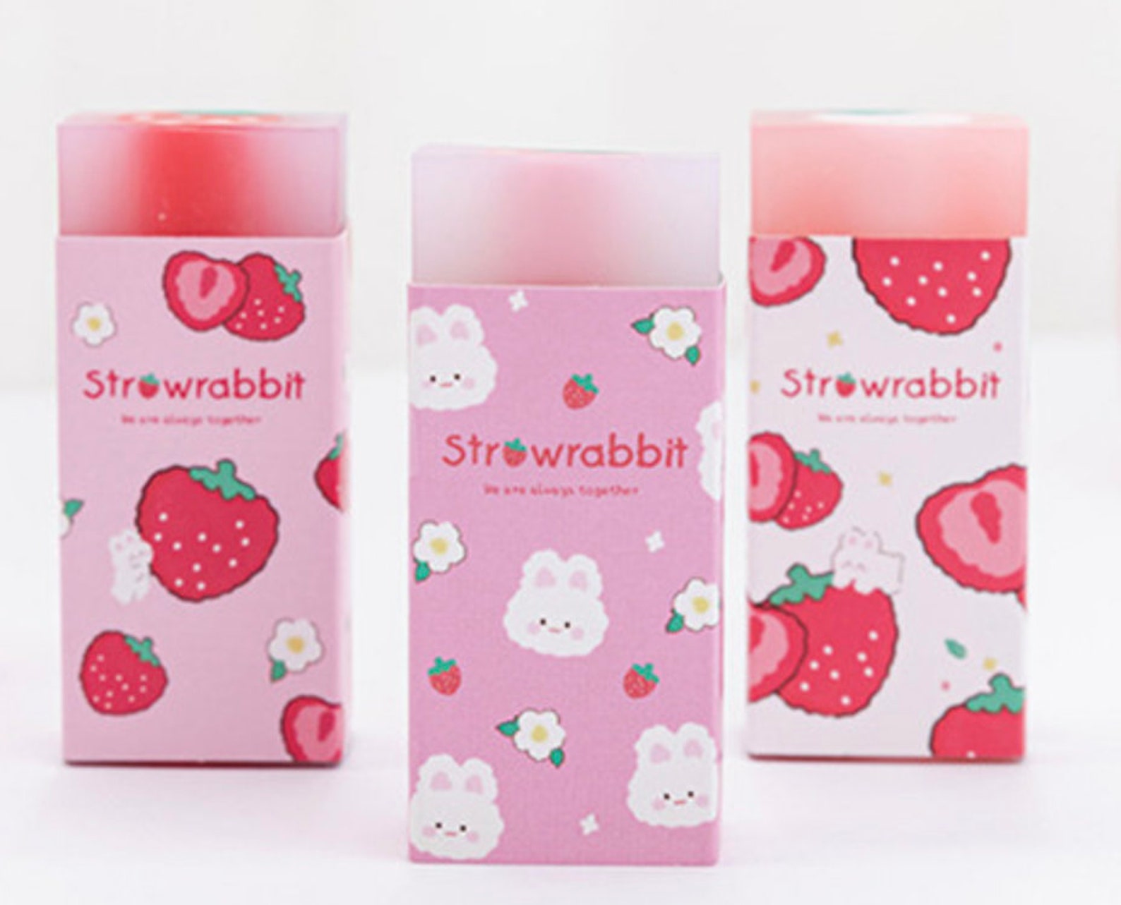 Strawberry Erasers Red Milky Pink Pastel Pink Erasers - Etsy