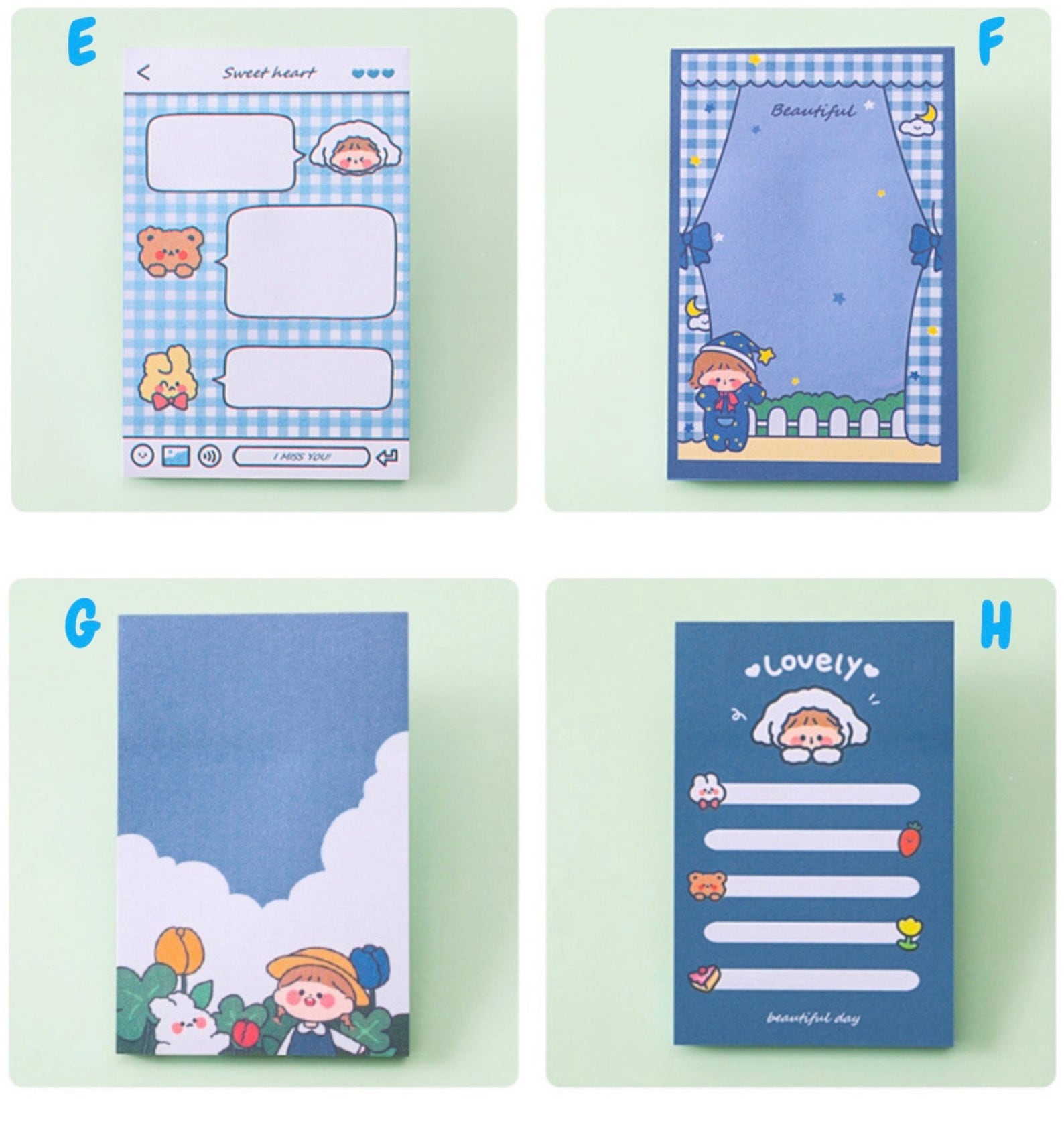 Cute Bear Memo Pads Sticker Note 80 Sheets Kawaii Mini Note | Etsy