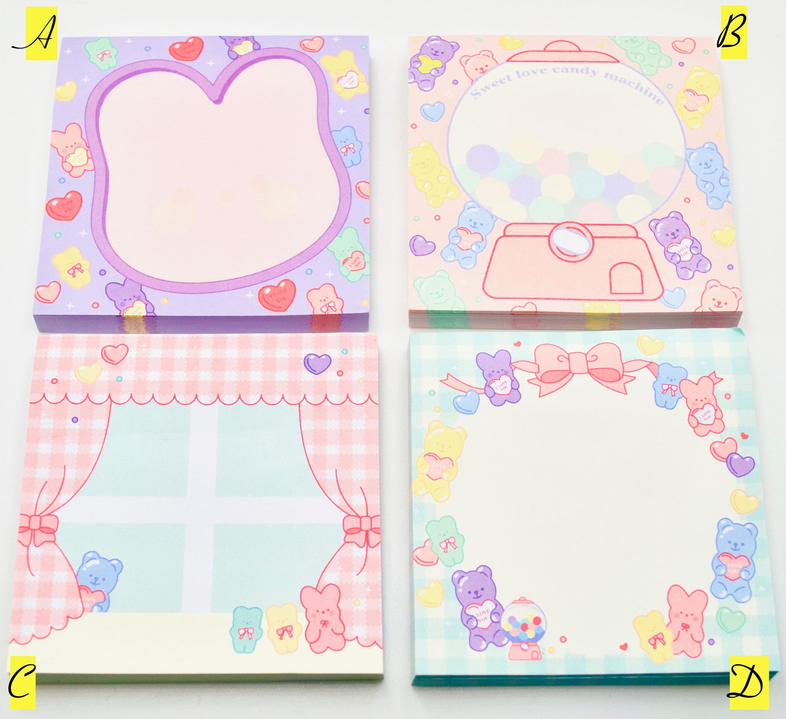 Gummy Bear Sticky Memopad(notepad) | 80 Sheets Kawaii Mini Sticky Note ...