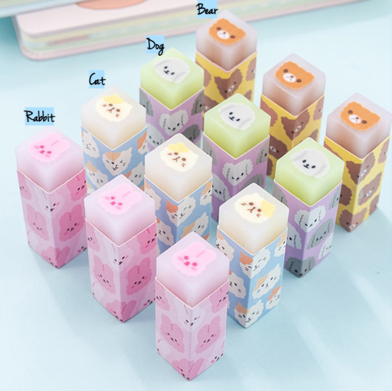 Kawaii Animal Erasers Rabbit Bear Cat and Dog Erasers - Etsy