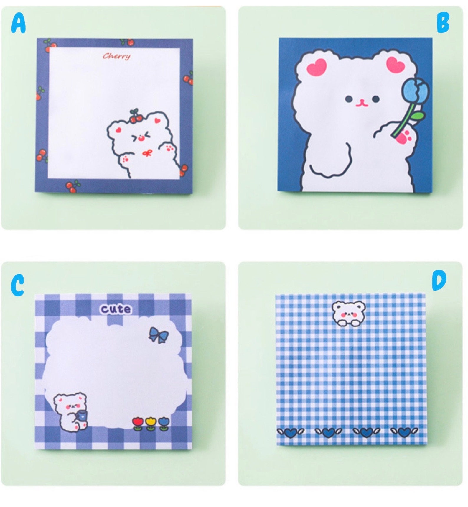 Cute Bear Memo Pads Sticker Note 80 Sheets Kawaii Mini Note | Etsy