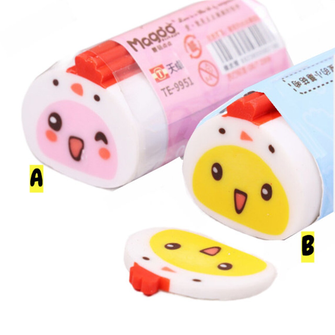 Kawaii Chicken Erasers - Etsy