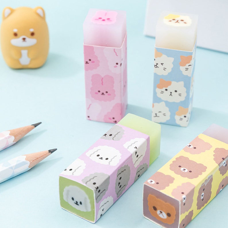 Kawaii Animal Erasers Rabbit Bear Cat and Dog Erasers - Etsy