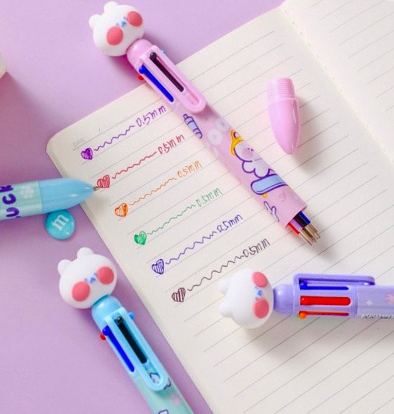 Kawaii Rabbit Ballpoint-pen 6 Colors in 1 Pen| Multiple Color - Etsy