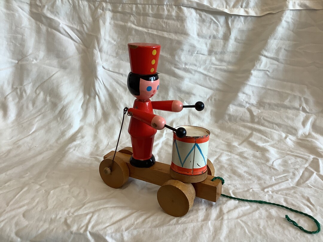 Vintage Pull Along Drummer Boy Toy - Etsy